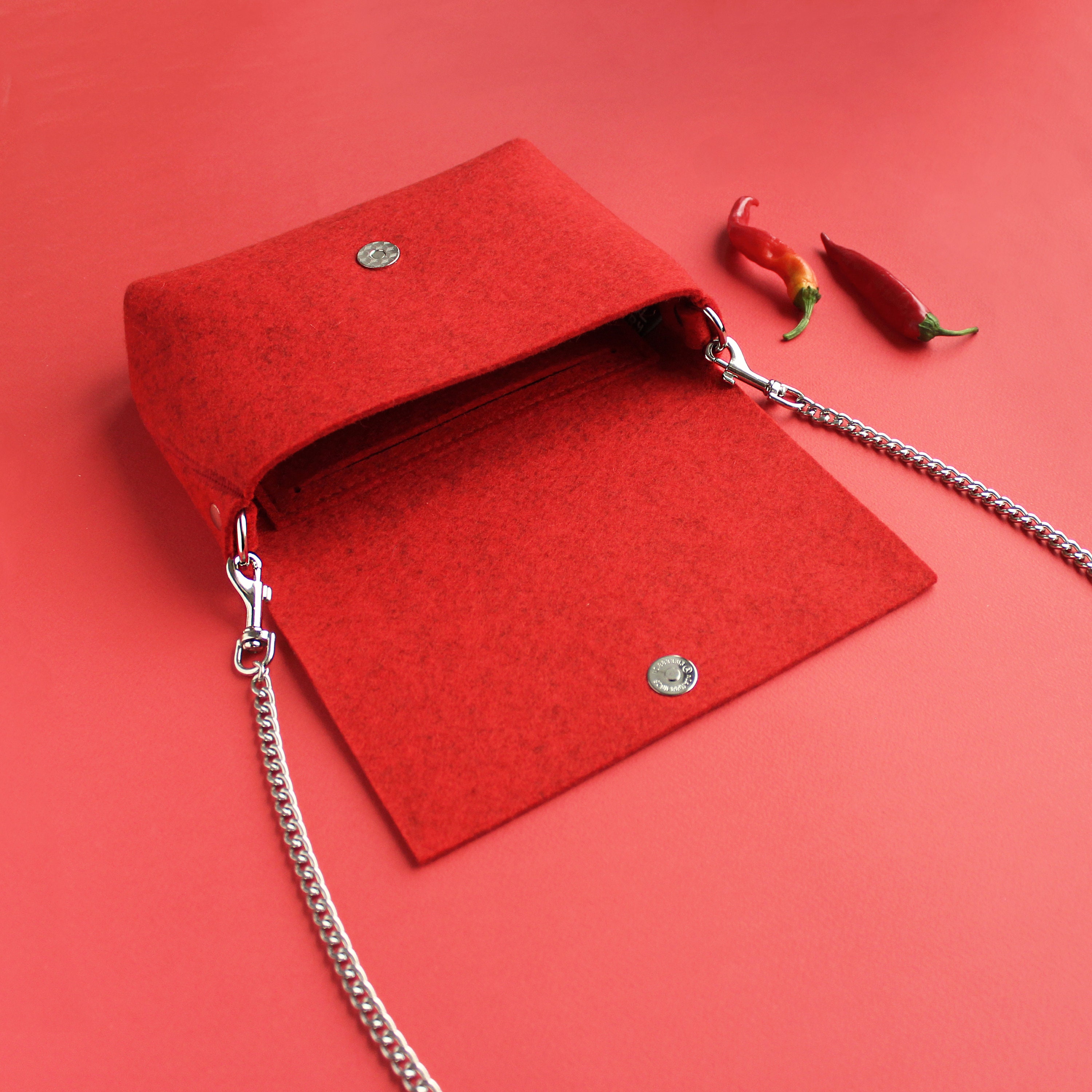 Red 100% Merino Wool Felt Crossbody Clutch Bag Woolberry | Etsy