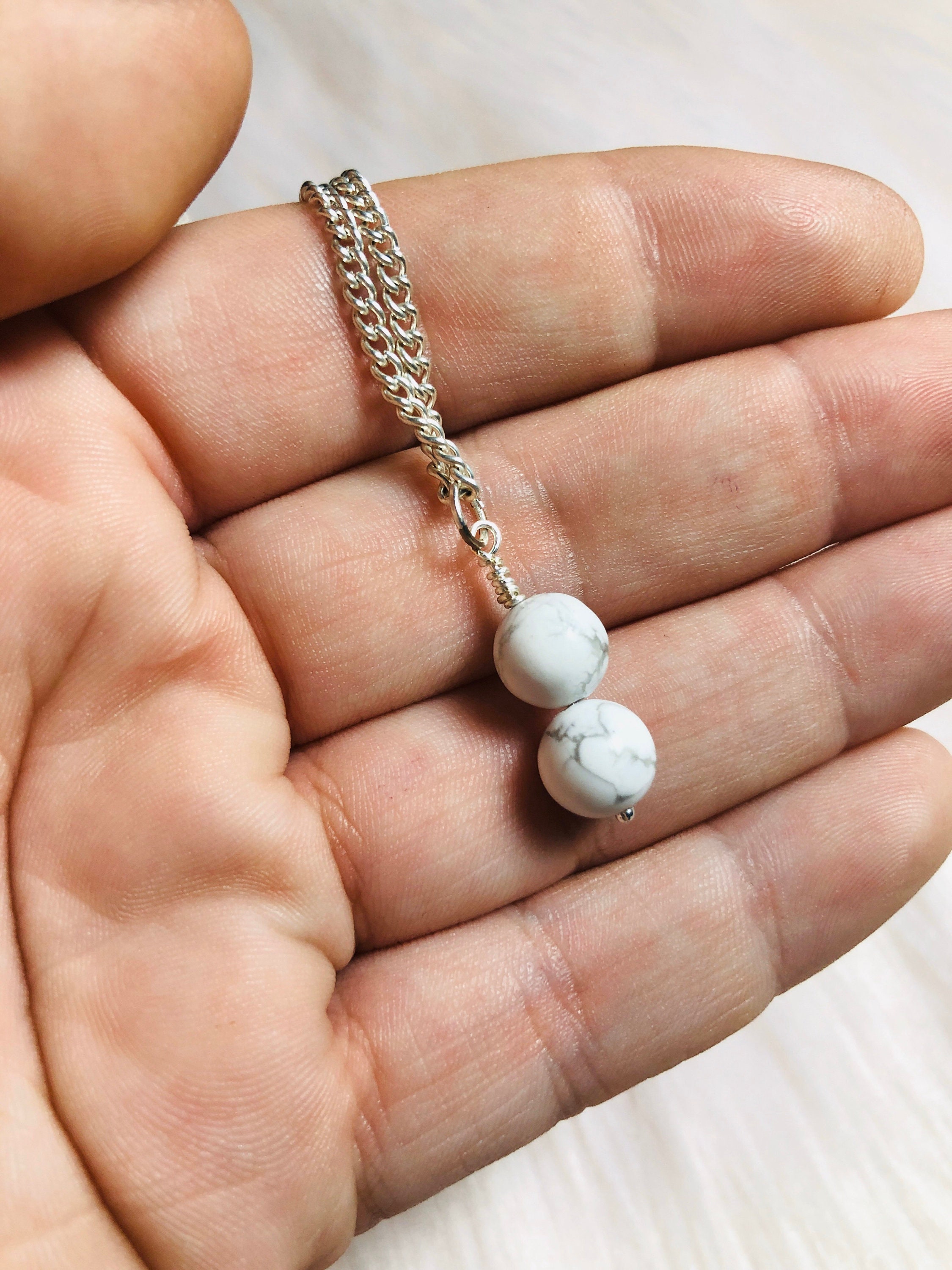 Howlite Crystal Necklace Crystal Charm Howlite Pendant | Etsy