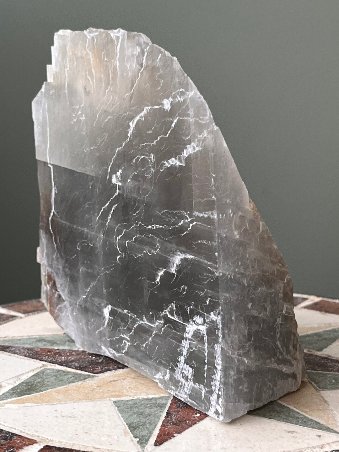 A236, Rare Grey Calcite Free Stand Home Decor Calming Grounding Energy ...