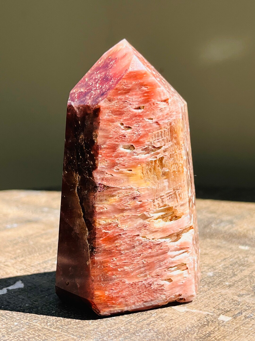 Amphibole, Red Phantom, Angel Wings, Quartz Crystal, Polished Tower. - Etsy