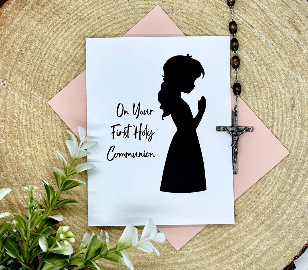 First Holy Communion Greeting Card|praying Girl Silhouette|first ...