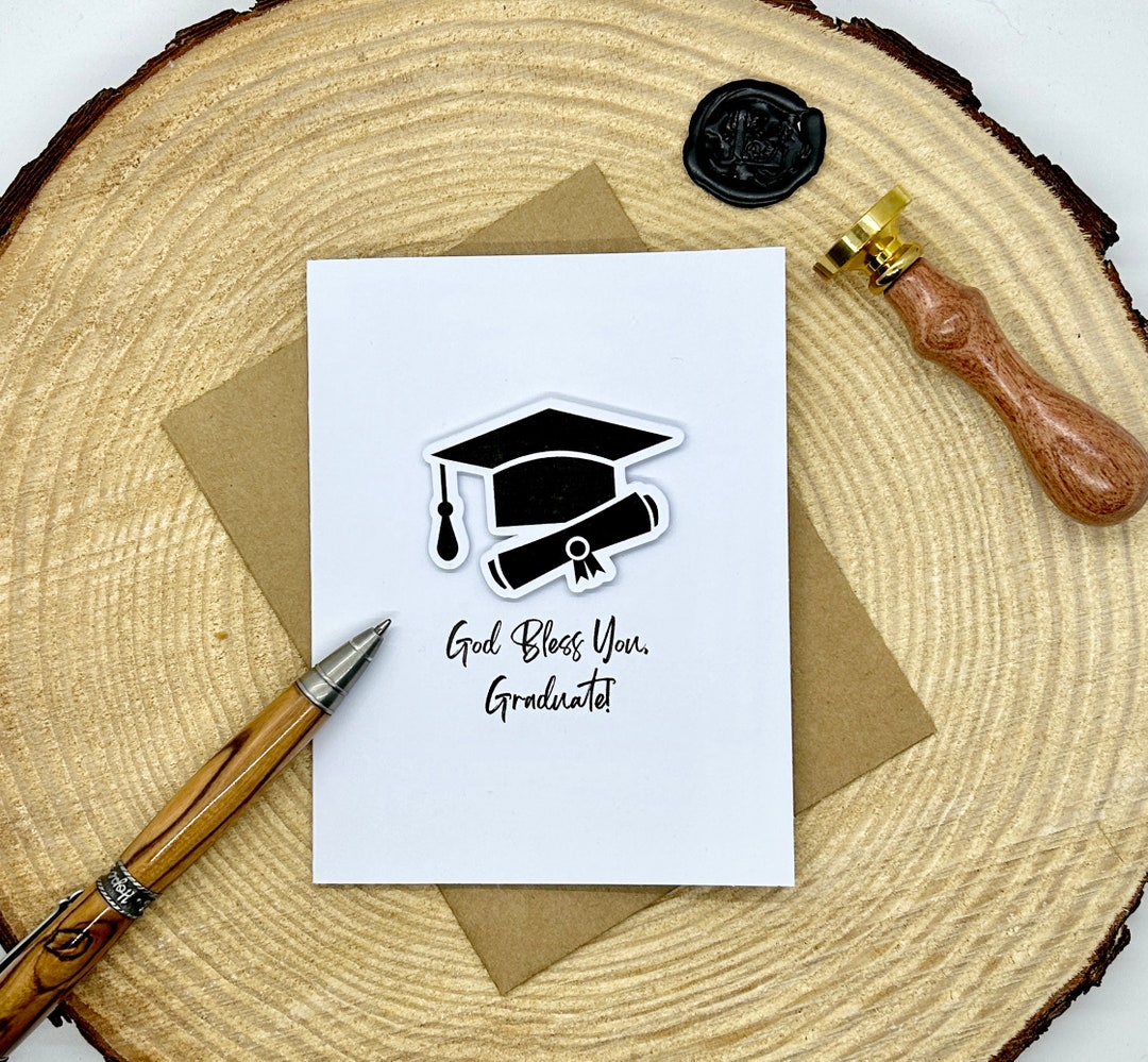 God Bless You Graduate Greeting Card|religious Graduation Card|cap ...