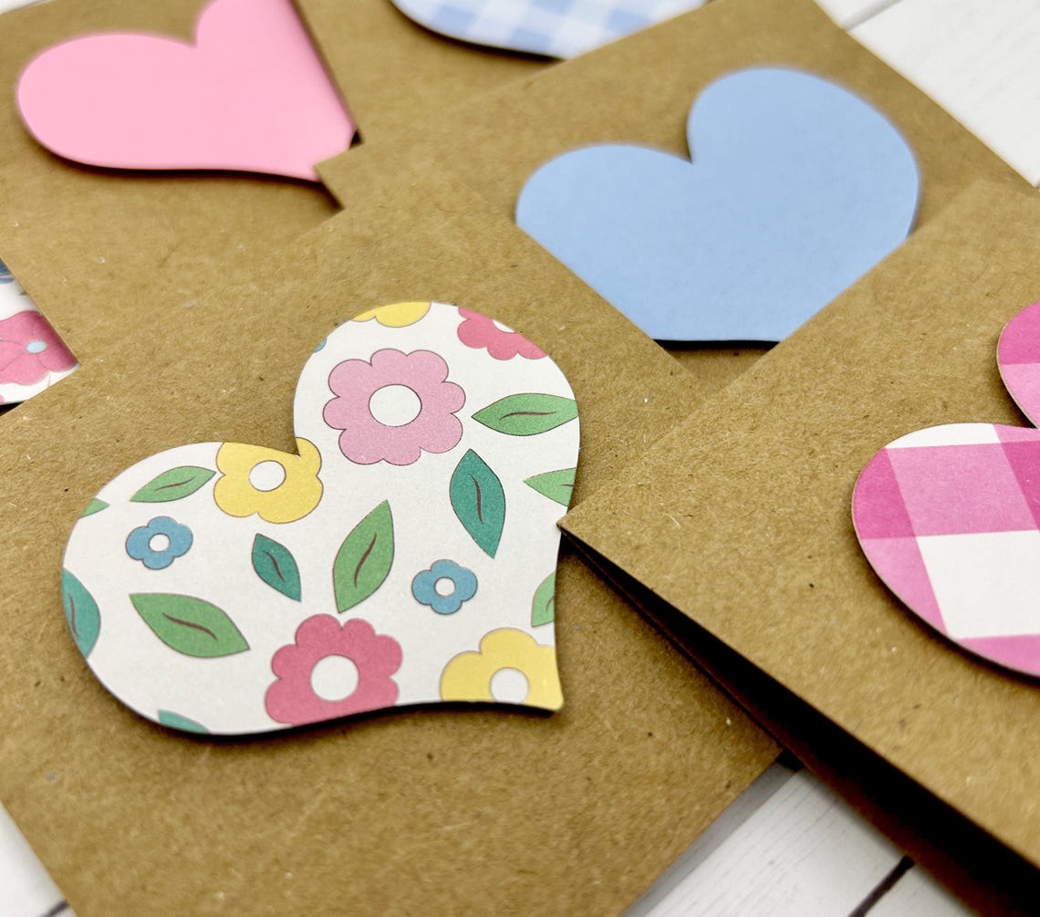 Valentine's Day Heart Mini Note Cards: Assorted Set of 6 - Etsy