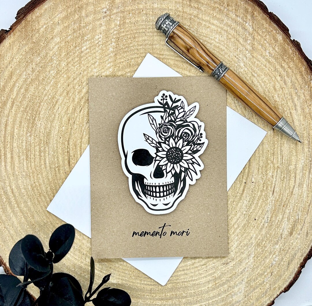 Memento Mori Greeting Card: Skull With Flowers, Lenten Gift - Etsy