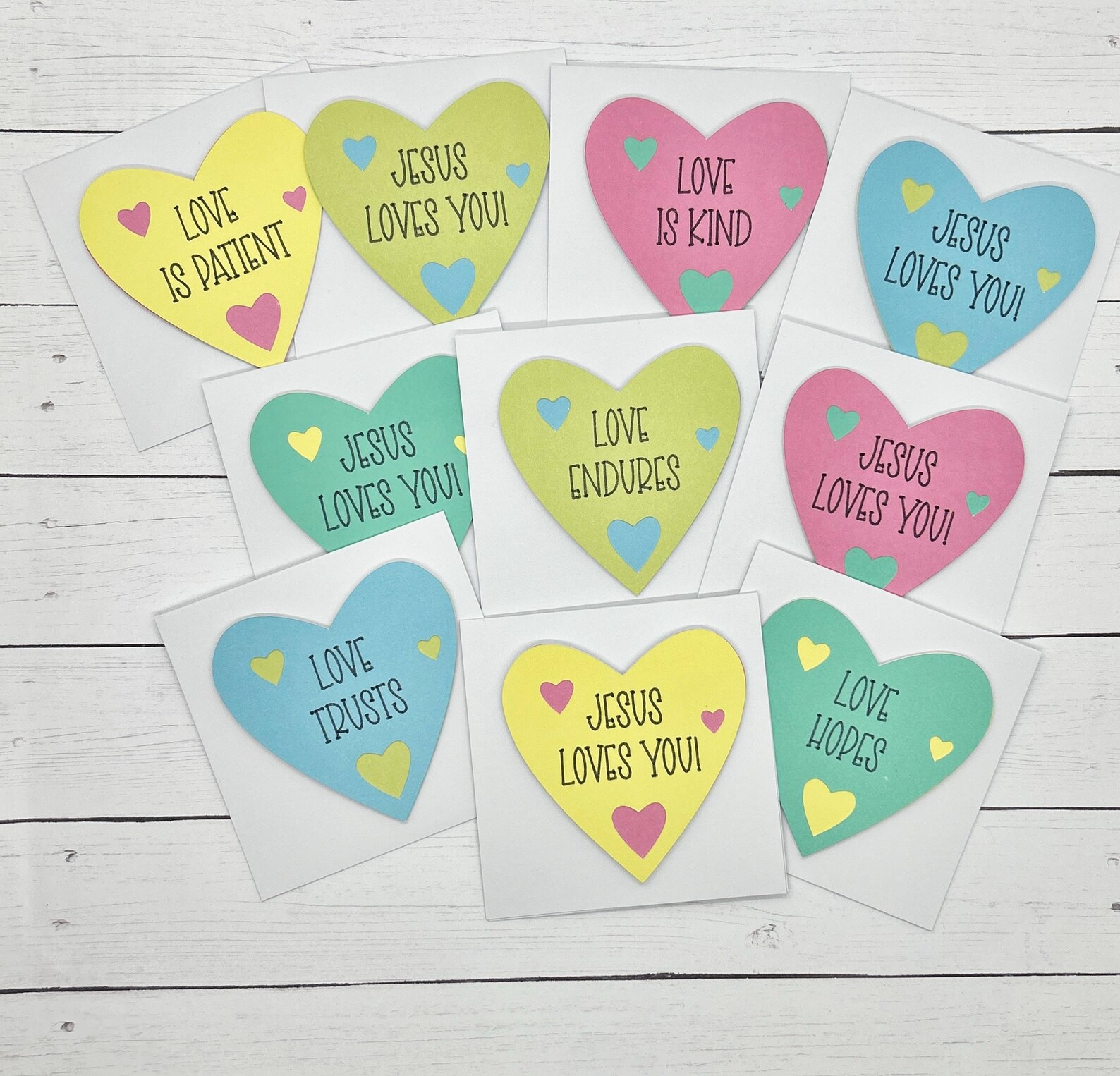 Christian Conversation Heart Valentine's Mini Cardsassorted Set of ...