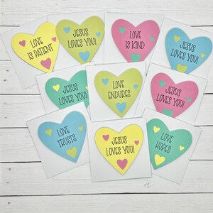 Christian Conversation Heart Valentine's Mini Cardsassorted Set of ...
