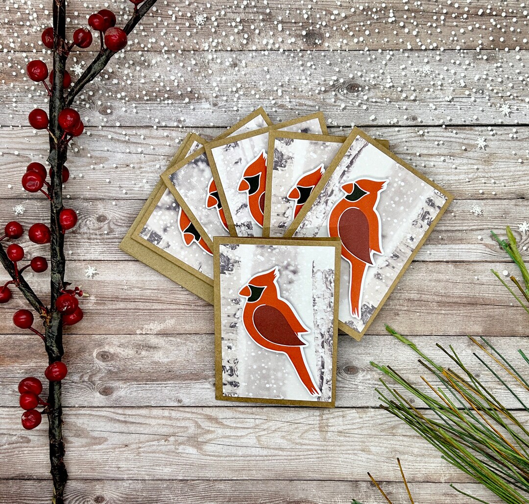 Christmas Cardinal Mini Blank Note Cardsassorted Set of 6cardinal ...