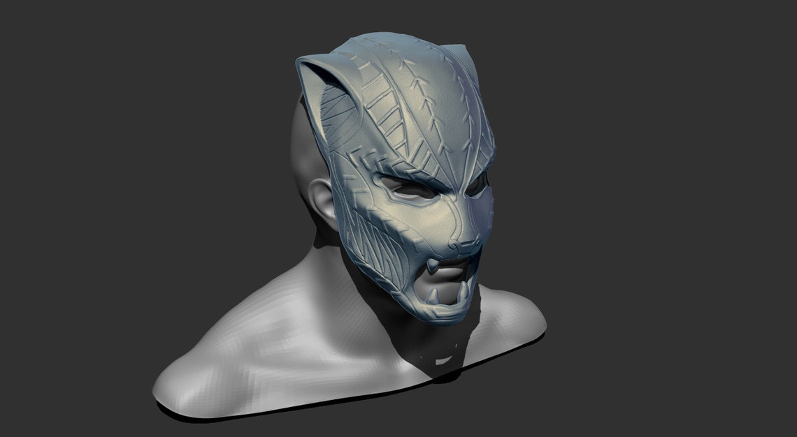 Black Panther T-challa Mask Helmet Ceremonial Mask 3D Print Model STL ...