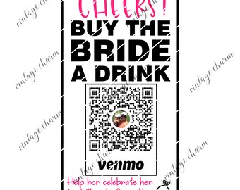Bachelorette QR Code Stickers Buy the Bride a Drink Venmo Qr - Etsy
