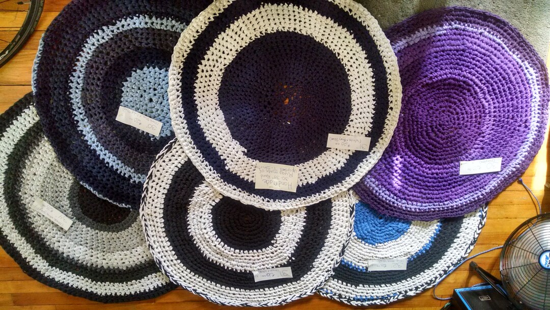 Upcycled T-shirt Rugs Hand Crochetted - Etsy