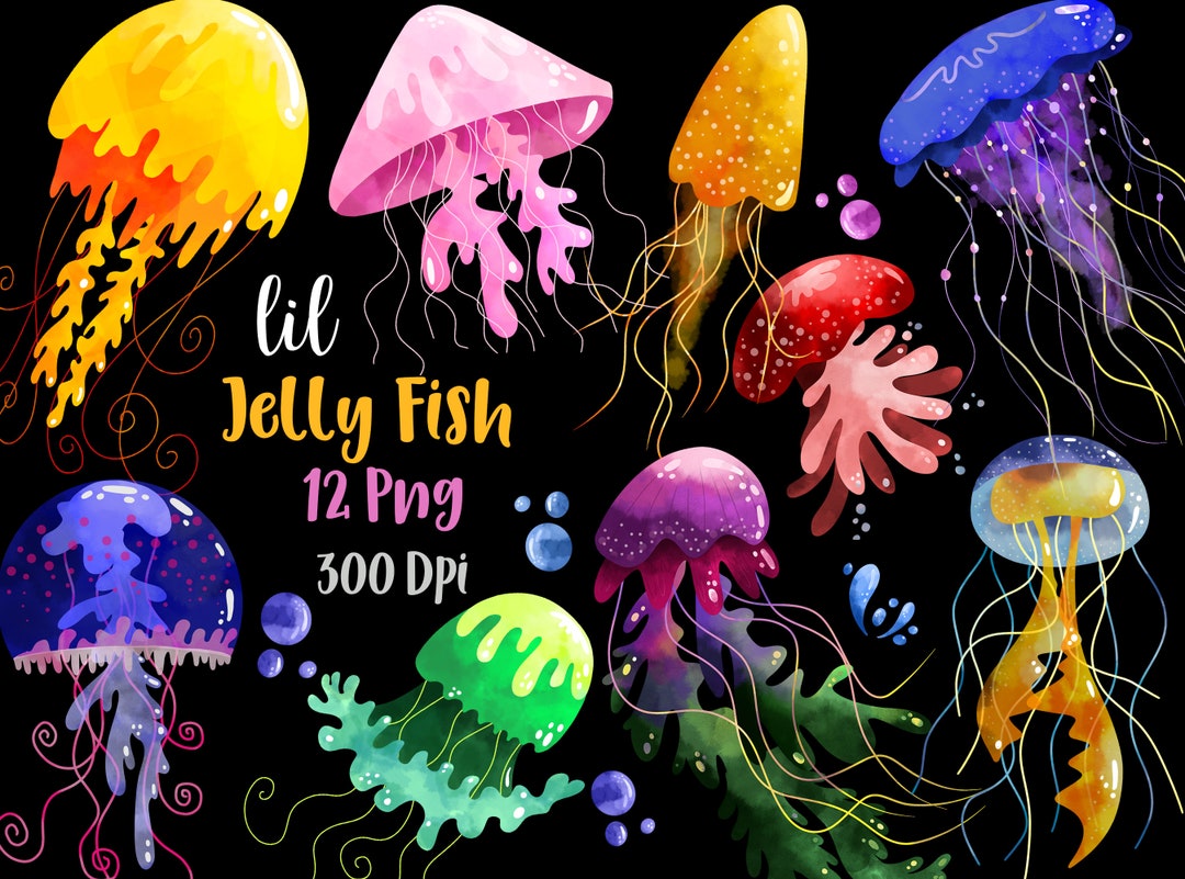 Watercolor Jellyfish Clip Art ,jellyfish PNG , Digital Download , Sea ...