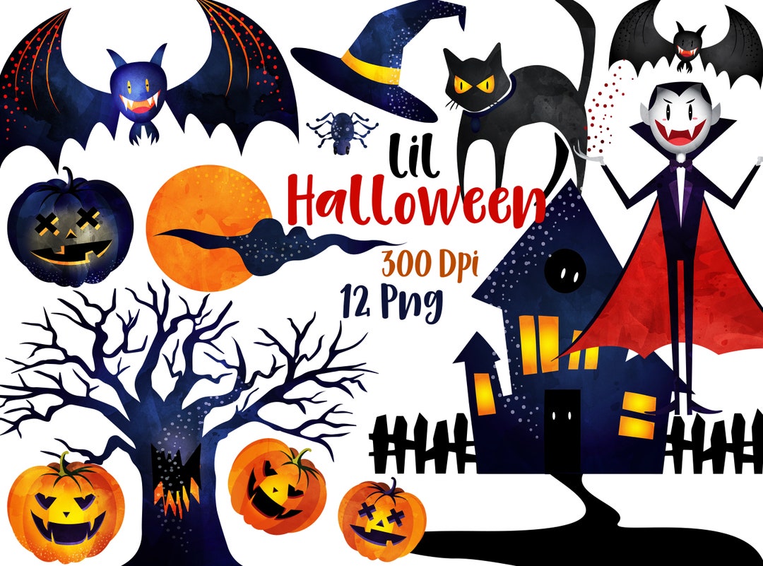 Watercolor Halloween Clip Art ,halloween PNG , Digital Download , Ghost ...