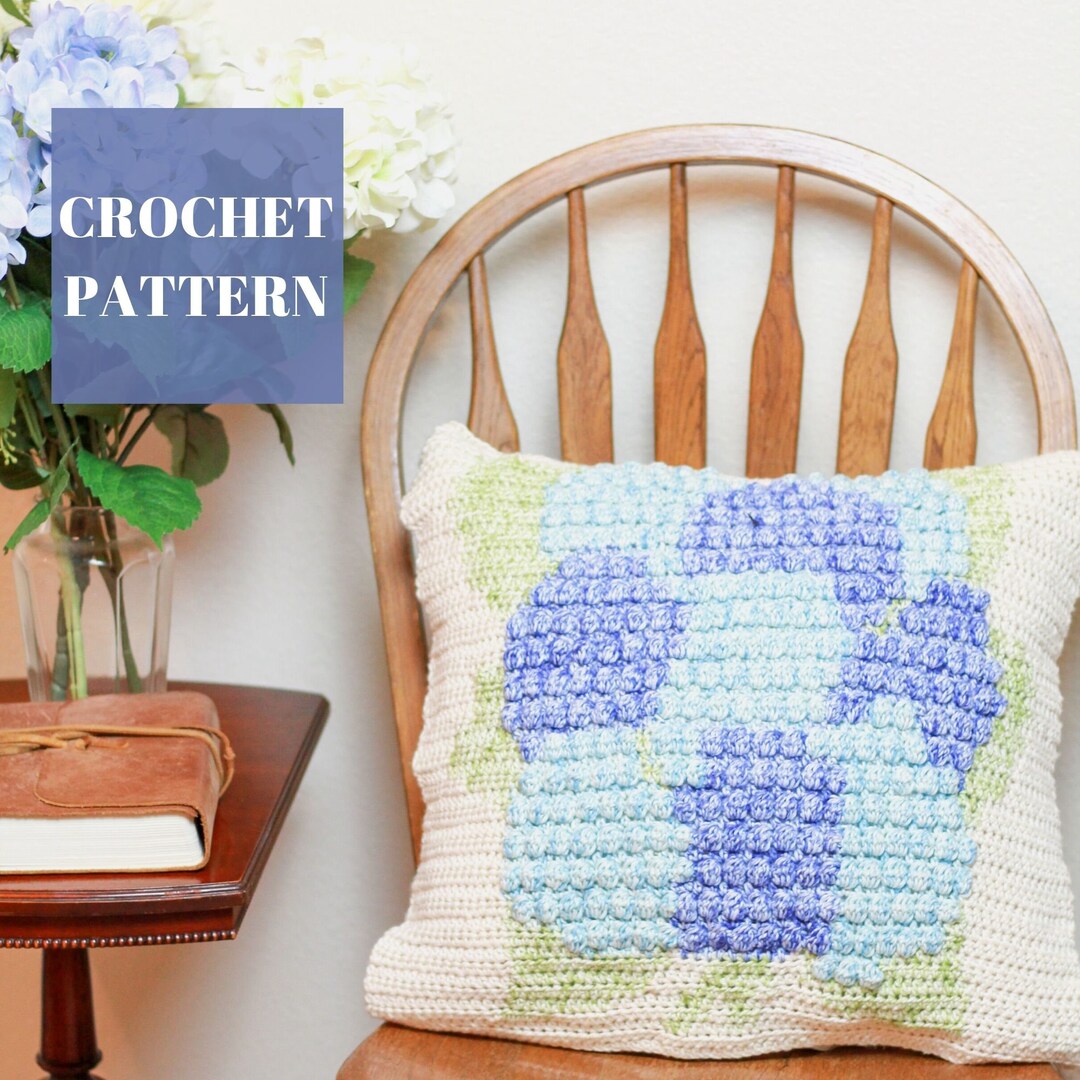 Crochet Hydrangea Pillow Pattern, Crochet Hydrangea, Crochet Pillow ...