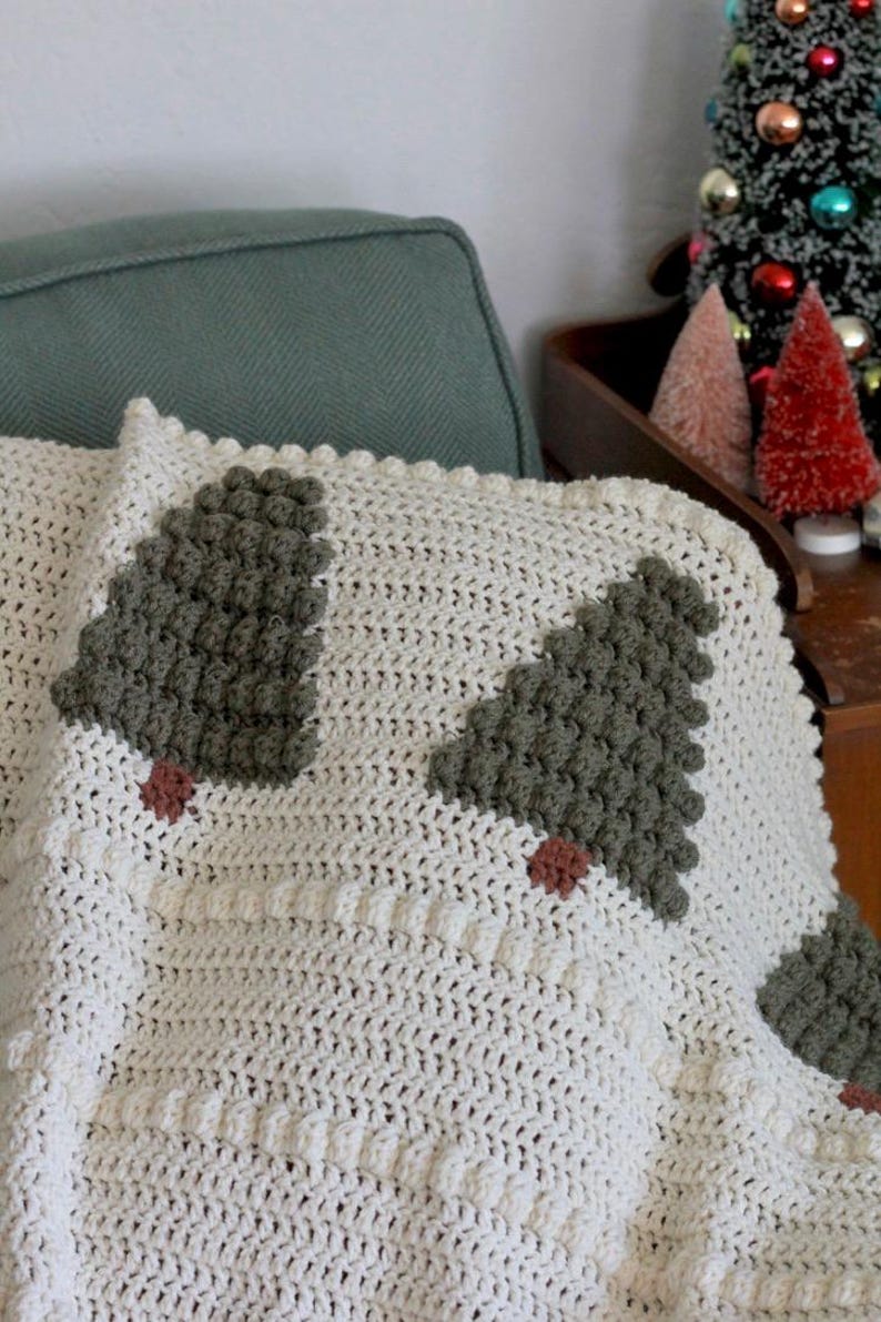 Bobble Forest Blanket Crochet Pattern - Intarsia Crochet Christmas Tree ...