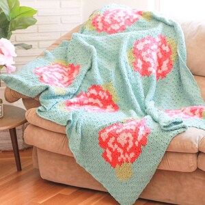 C2C Crochet Rose Blanket, C2C Crochet Blanket, C2C Crochet Pattern ...