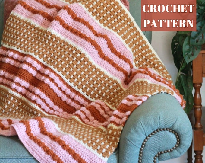 Crochet Pattern Square Woven Blanket Pattern, Easy Crochet Blanket ...