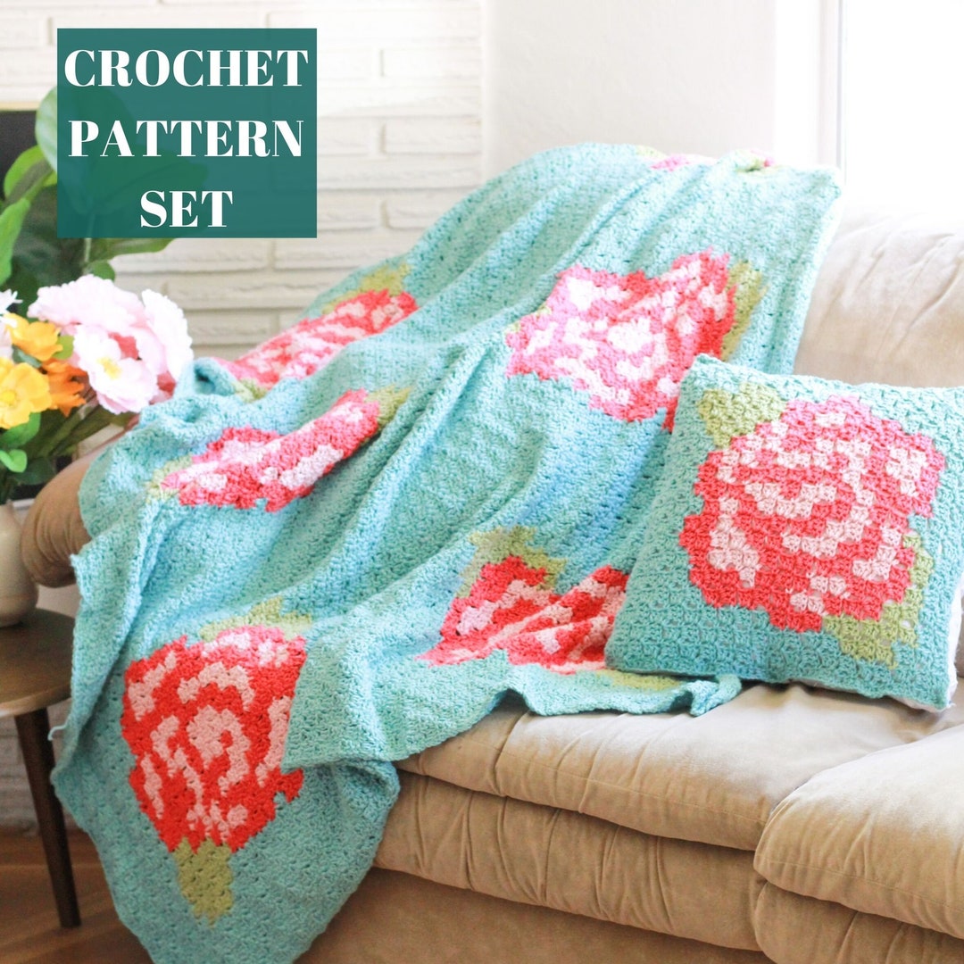 C2C Crochet Pattern Set, C2C Crochet Blanket, C2C Crochet Pillow, C2C ...