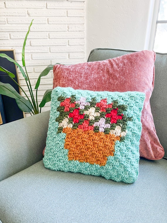 C2C Crochet Pillow Pattern C2C Crochet Flower Pillow C2C - Etsy