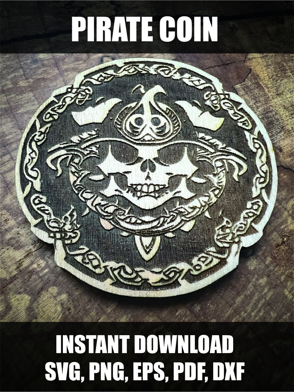 Pirate Coin Laser Cut Files SVG PDF EPS Digital Product - Etsy