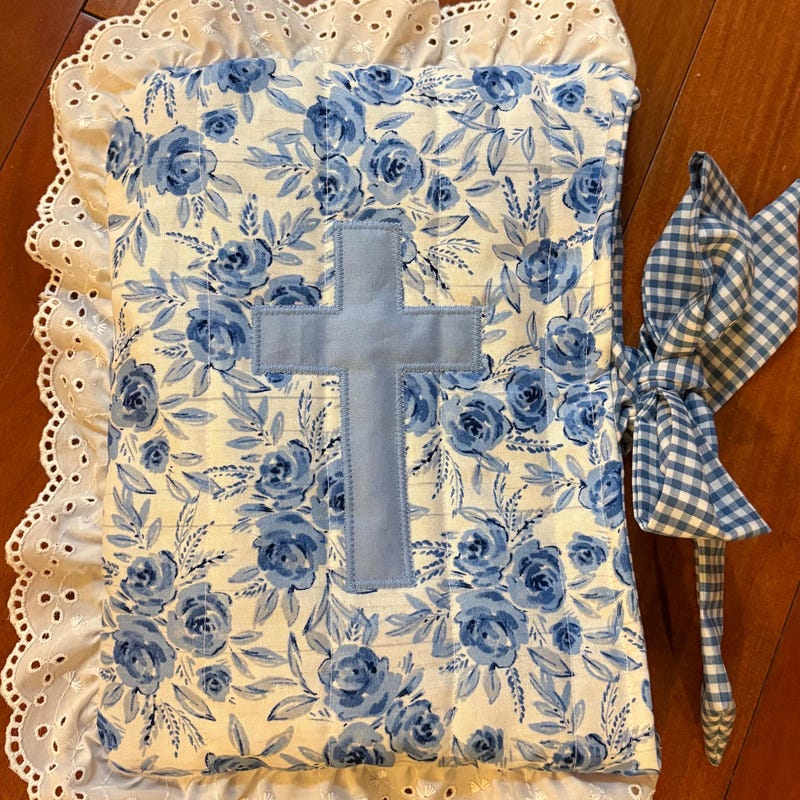 Quilted Blue Bible Cover - Etsy