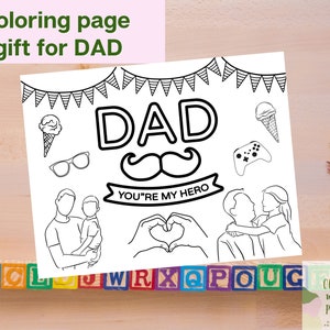 Coloring Page for DAD You're My Hero. Printable Fathers Day Coloring ...