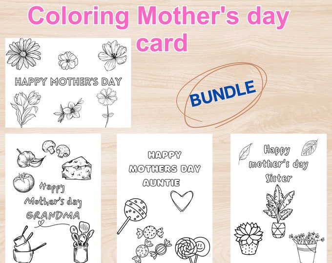 Coloring Card Mothers Day for Mama,grandma, Aunt, Sister. Printable ...