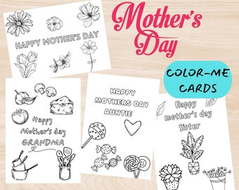 Custom Coloring Mother's Day Card for Kids. Personalized - Etsy