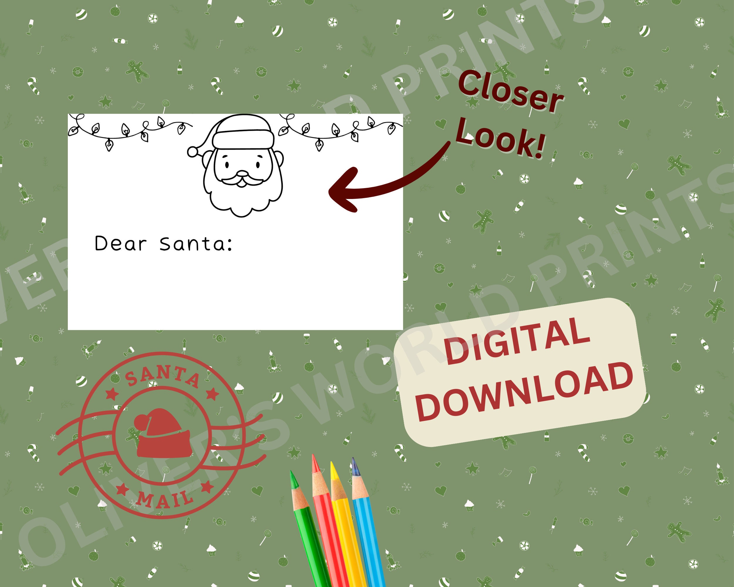 Printable Letter to Santa Template. Dear Santa Letter for Kid to Write ...