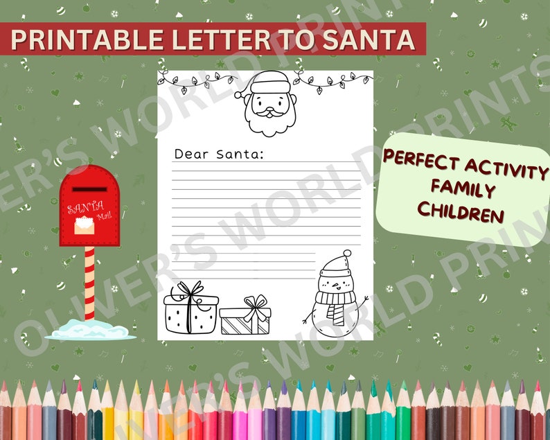 Printable Letter to Santa Template. Dear Santa Letter for Kid to Write ...