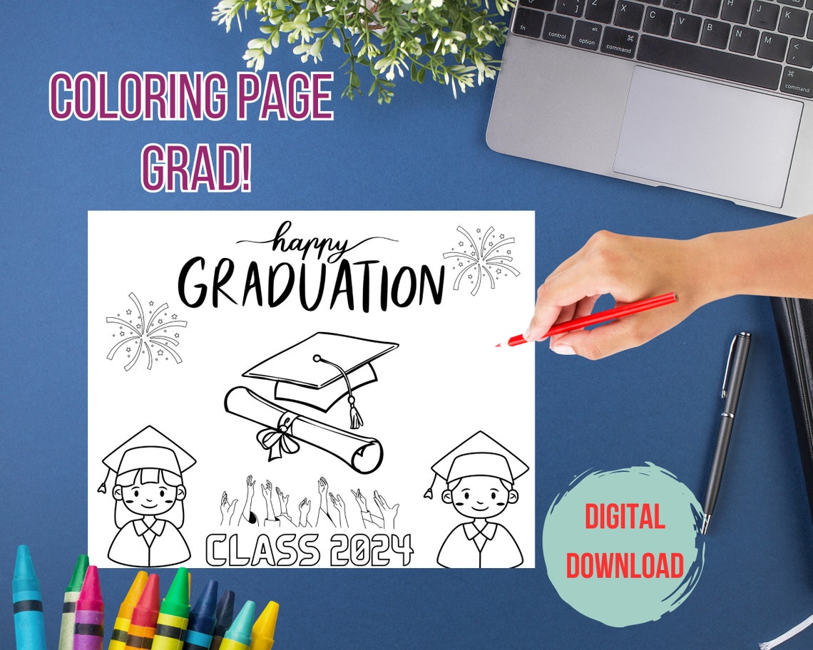 Graduation Printable Coloring Page. Happy Graduation Card. Coloring ...