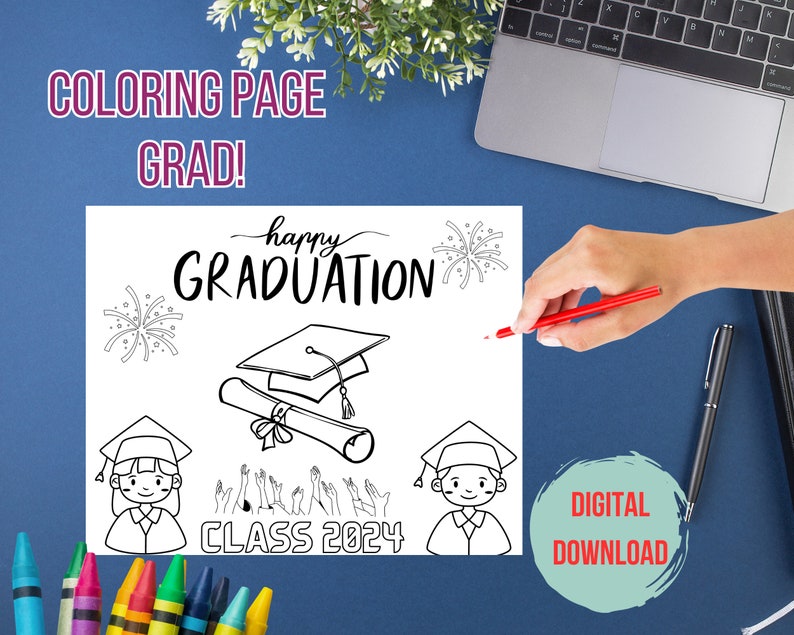 Graduation Printable Coloring Page. Happy Graduation Card. Coloring ...