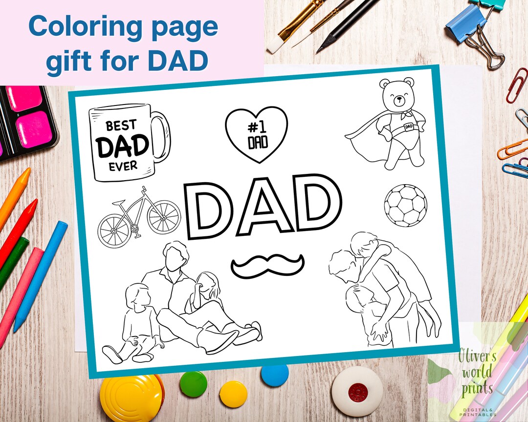Fathers Coloring Page for Dad. #1 DAD Page Gift for Fathers Day ...