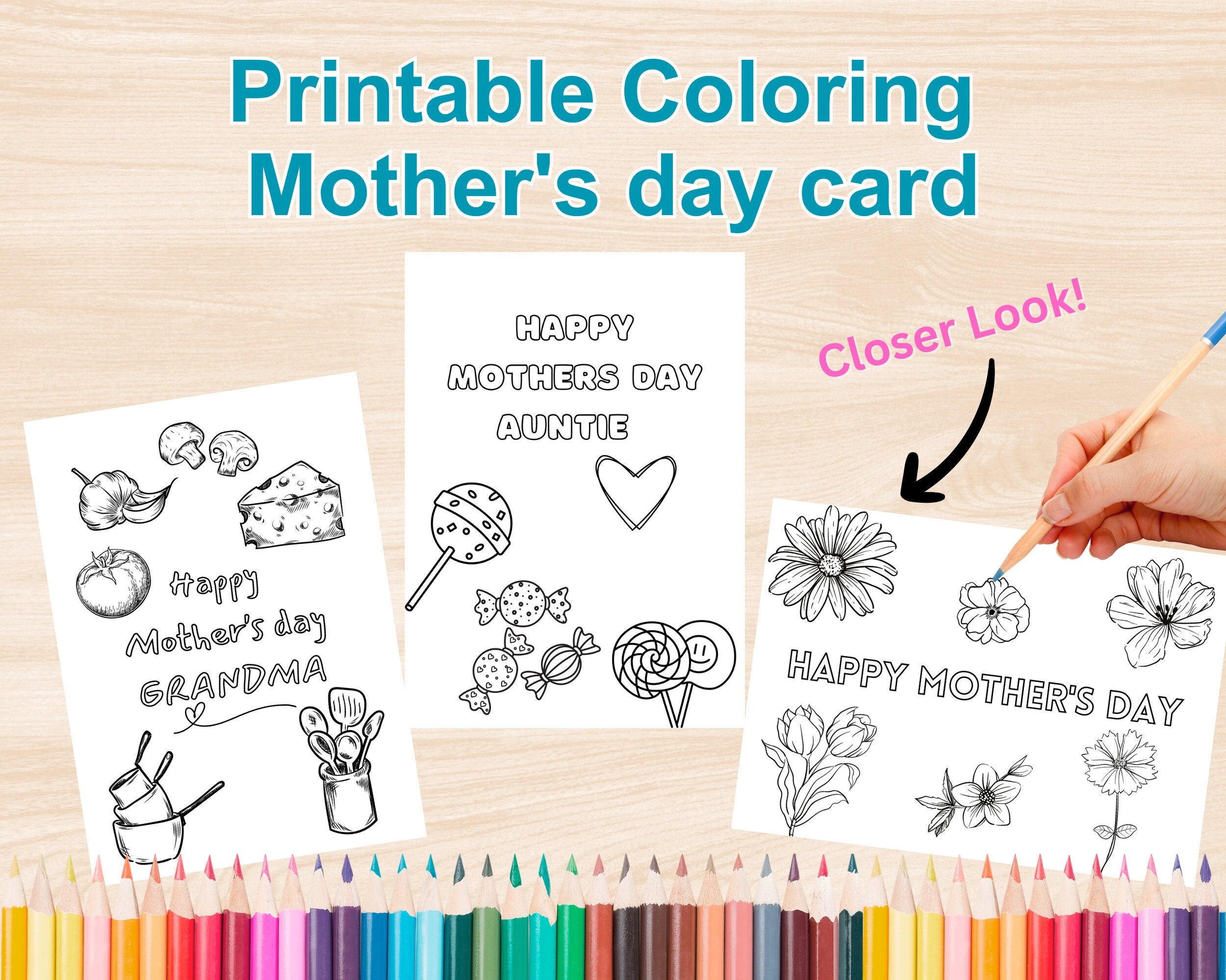 Coloring Card Mothers Day for Mamagrandma Aunt Sister. - Etsy