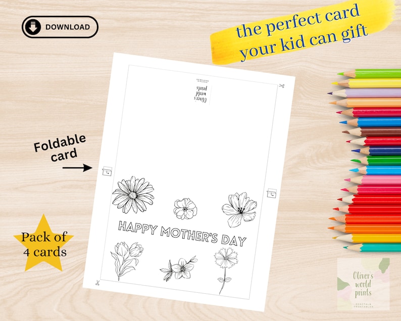 Coloring Card Mothers Day for Mama,grandma, Aunt, Sister. Printable ...