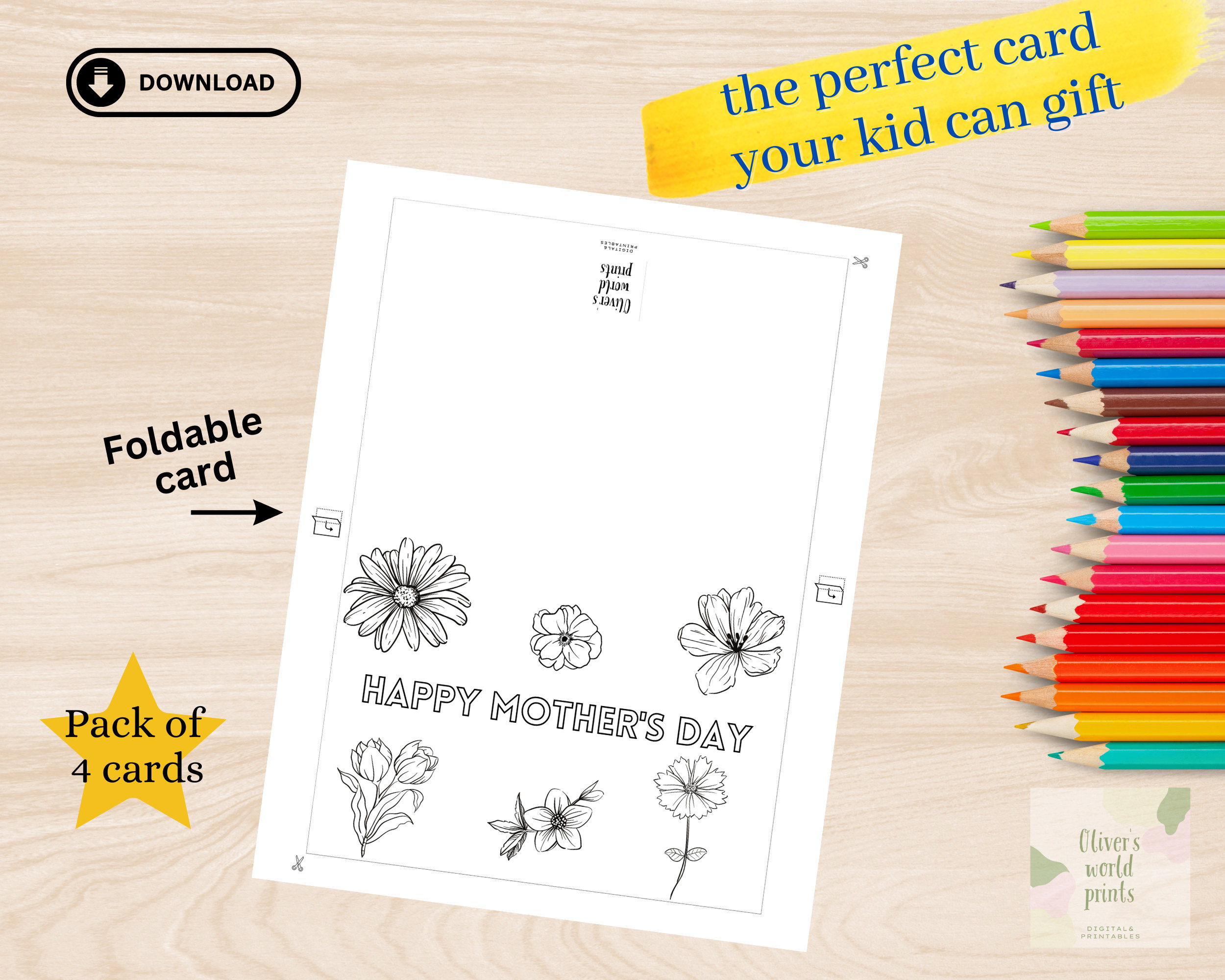 Coloring Card Mothers Day for Mama,grandma, Aunt, Sister. Printable ...