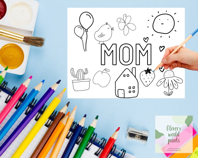 Printable Coloring Page for MOM Card Gift for Mothers Day or - Etsy