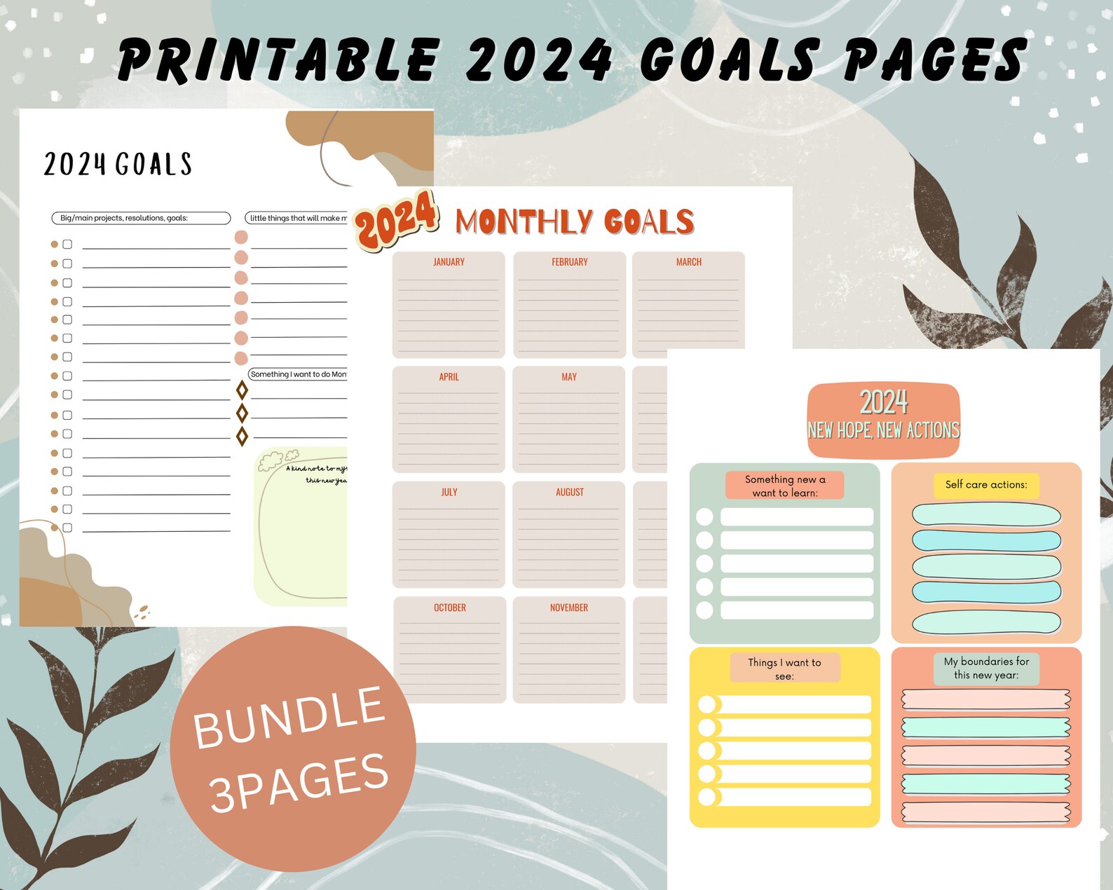 2024 Goals BUNDLE Printable PAGES. 2024 Resolution Templates. 2024 ...