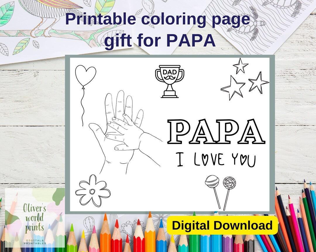 DAD Coloring Page for Fathers. Printable Card for Papa. Doodles Page ...