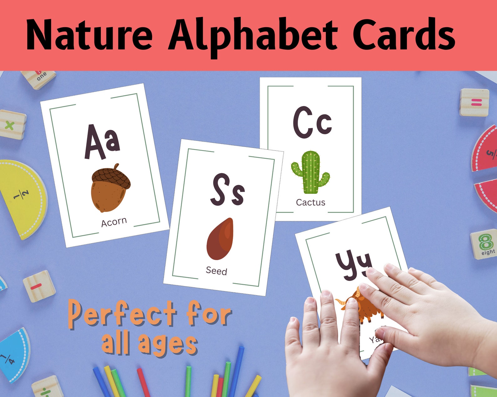 Alphabet Cards for Kids to Learn the ABC. Printable Nature Alphabet ...