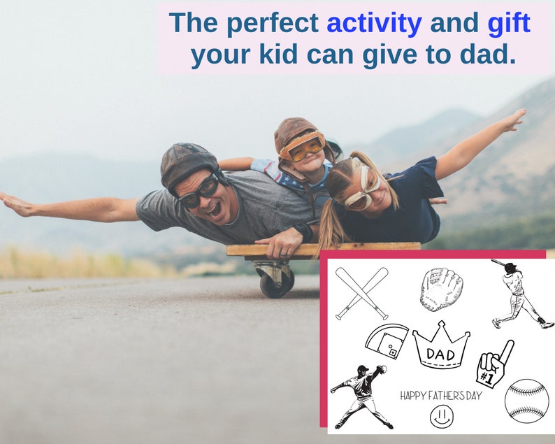 Baseball Coloring Page for DAD. Happy Fathers Day Card for Dad ...