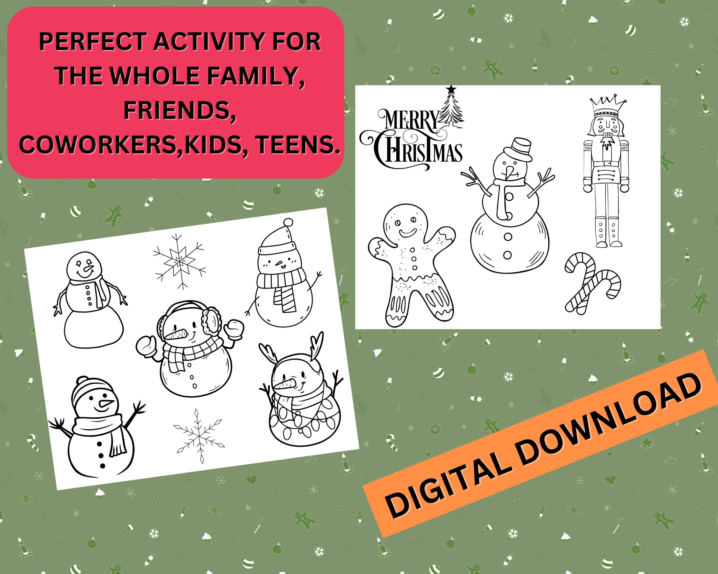 Printable Christmas Coloring Pages. Christmas Coloring Bundle - Etsy