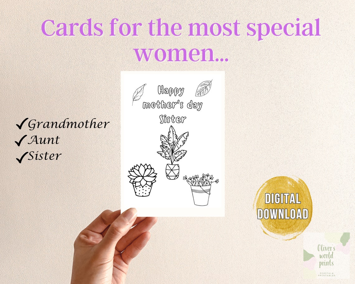 Coloring Card Mothers Day for Mamagrandma Aunt Sister. - Etsy