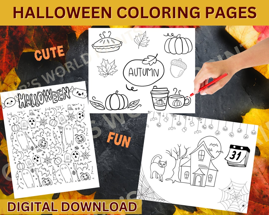Halloween Coloring Pages for Spooky Season. Fall Coloring Activity ...