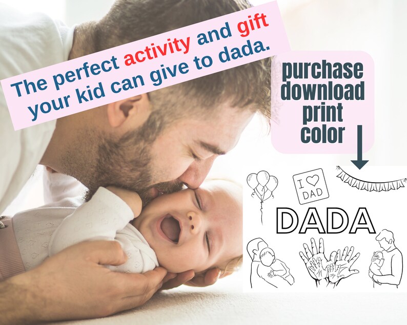 Fathers Coloring Page for Dada. Printable Dad Coloring Card for Dada. I ...