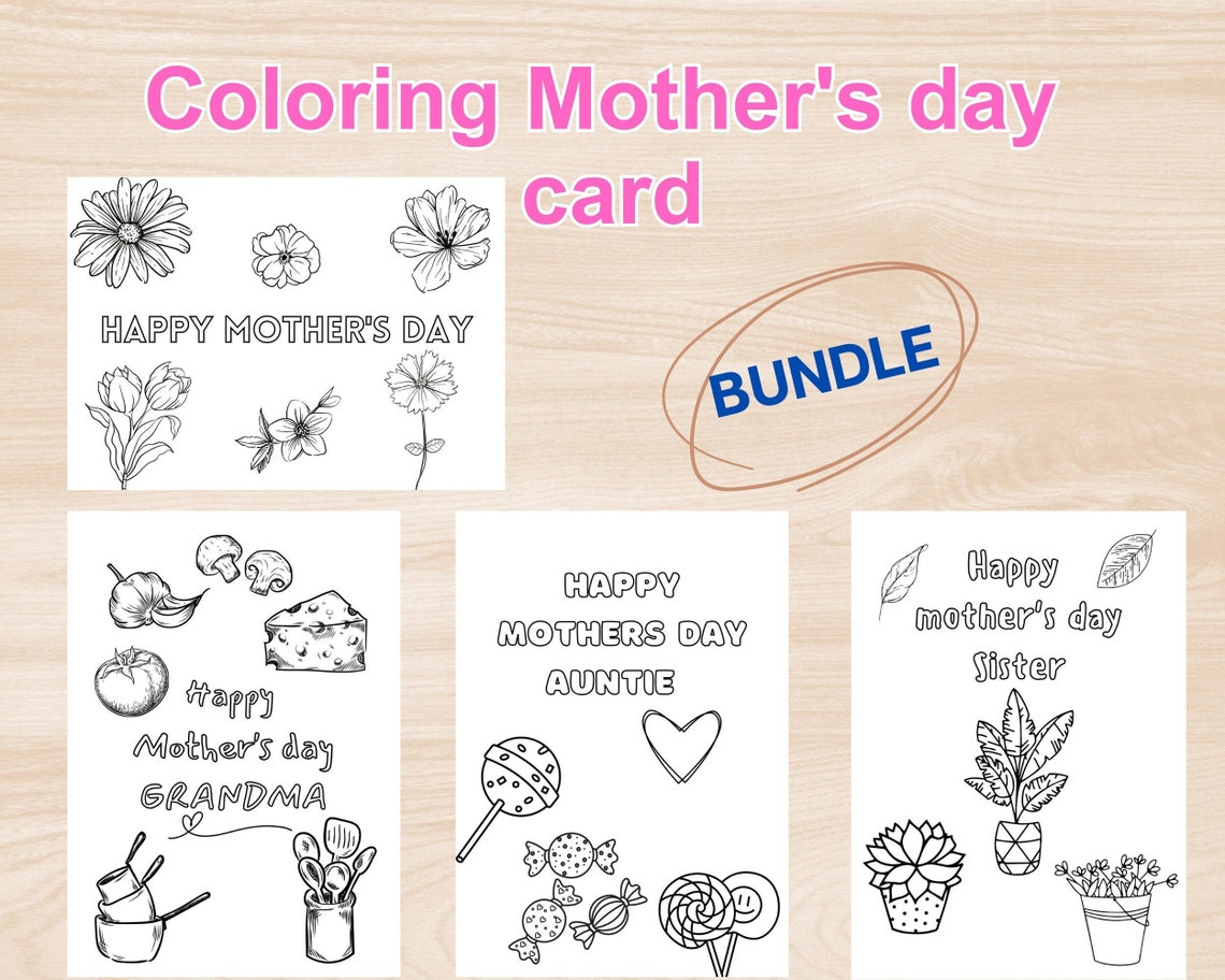 Coloring Card Mothers Day for Mama,grandma, Aunt, Sister. Printable ...