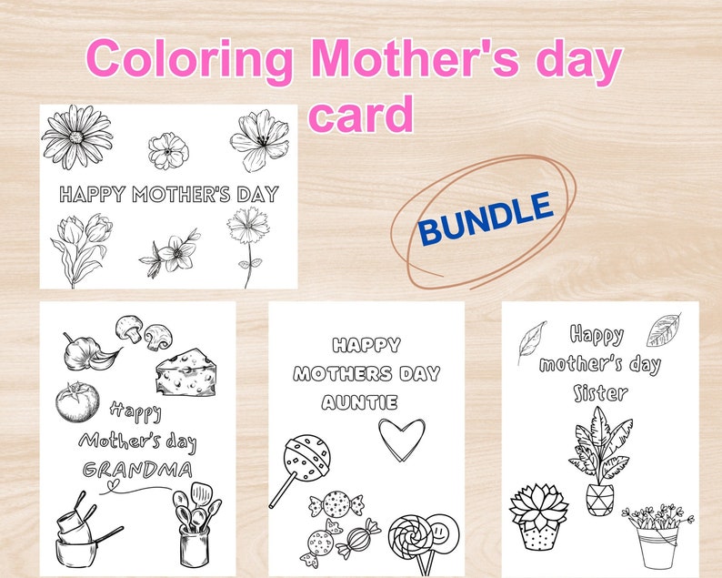 Coloring Card Mothers Day for Mama,grandma, Aunt, Sister. Printable ...