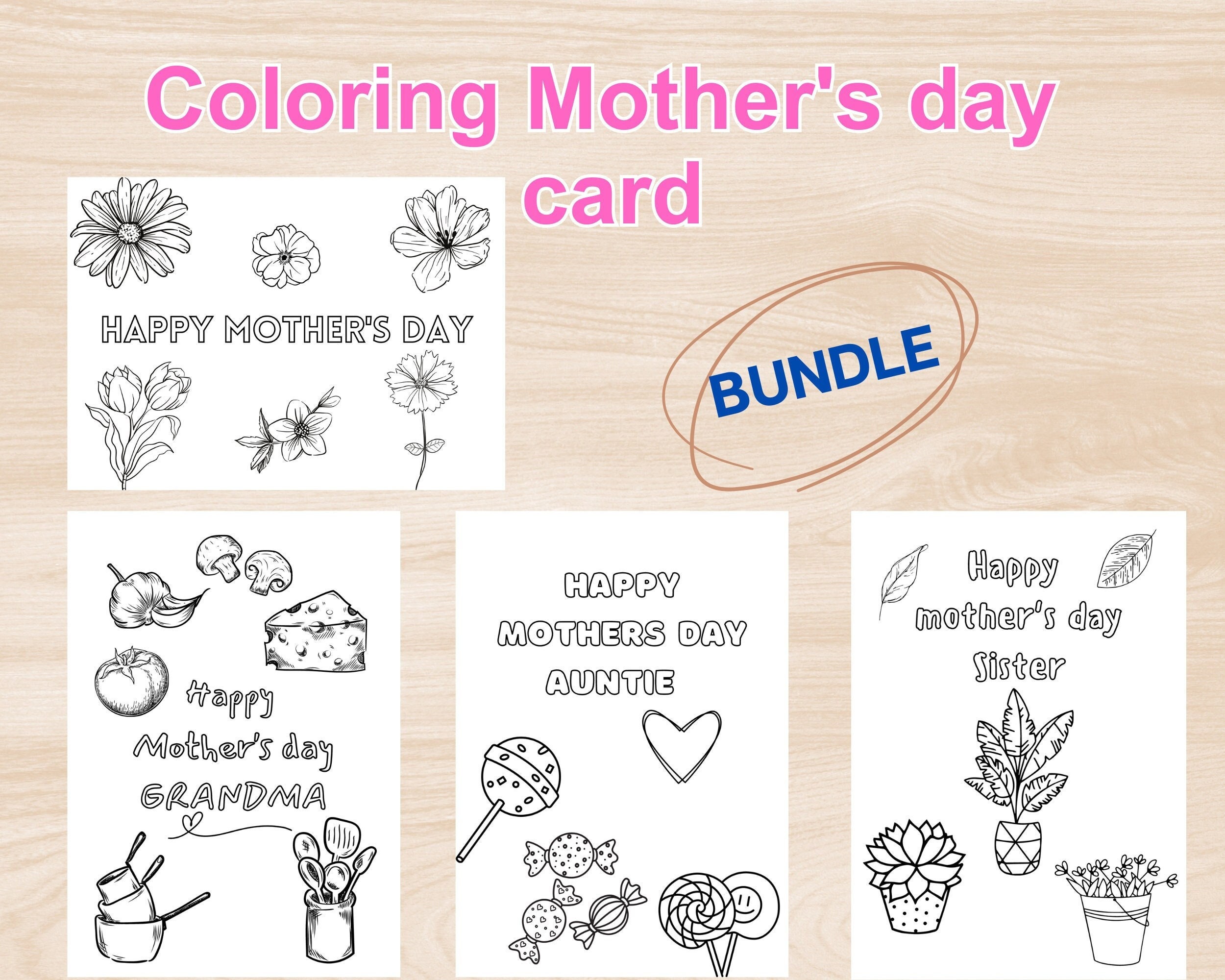 Coloring Card Mothers Day for Mamagrandma Aunt Sister. - Etsy