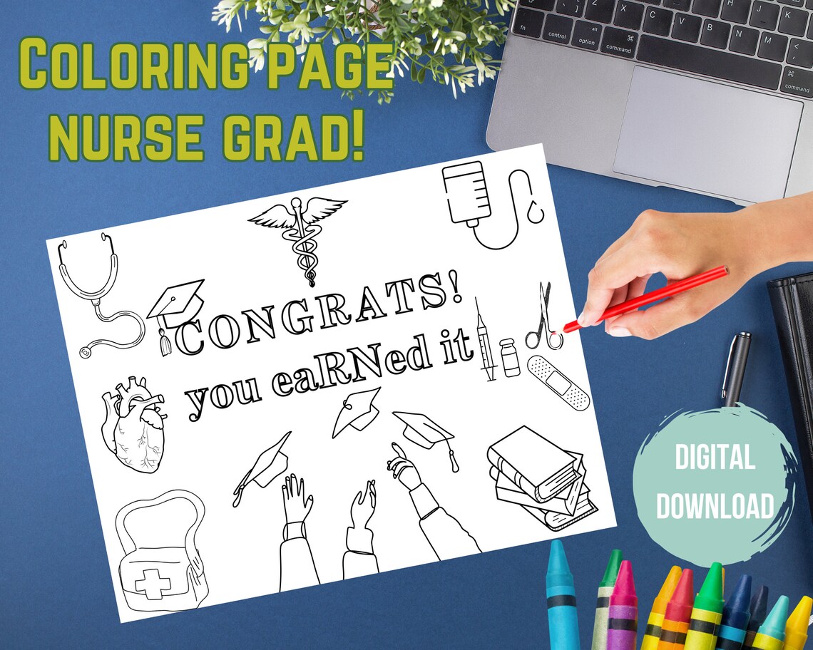 Nurse Graduation Congratulations Card. Printable RN Congrats Coloring ...