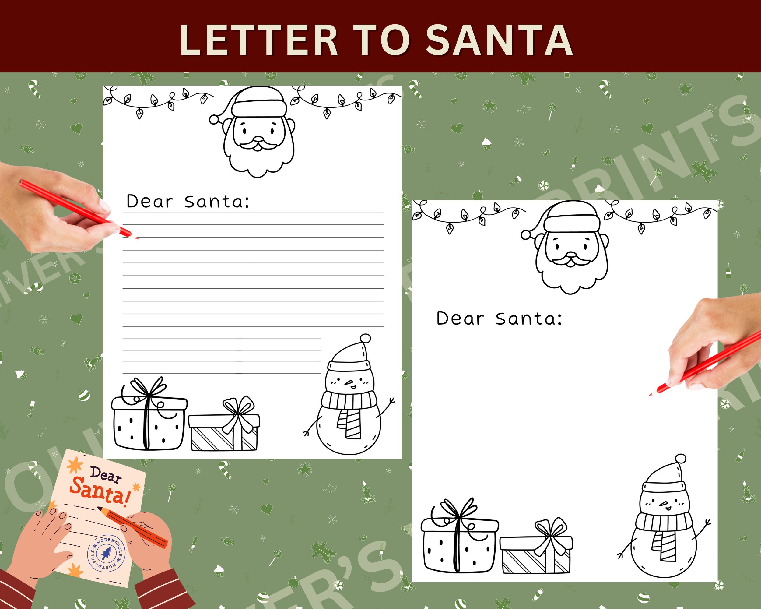 Printable Letter to Santa Template. Dear Santa Letter for Kid to Write ...