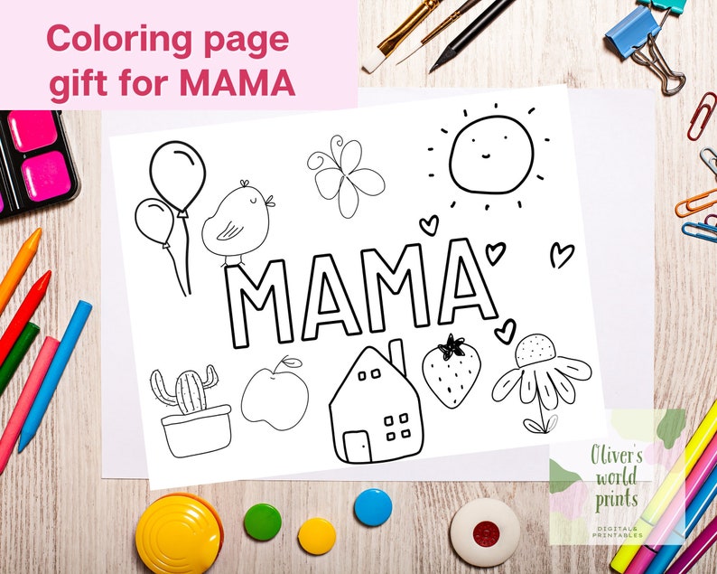 MAMA Coloring Page Card Gift for Mama. Printable Doodle Page - Etsy